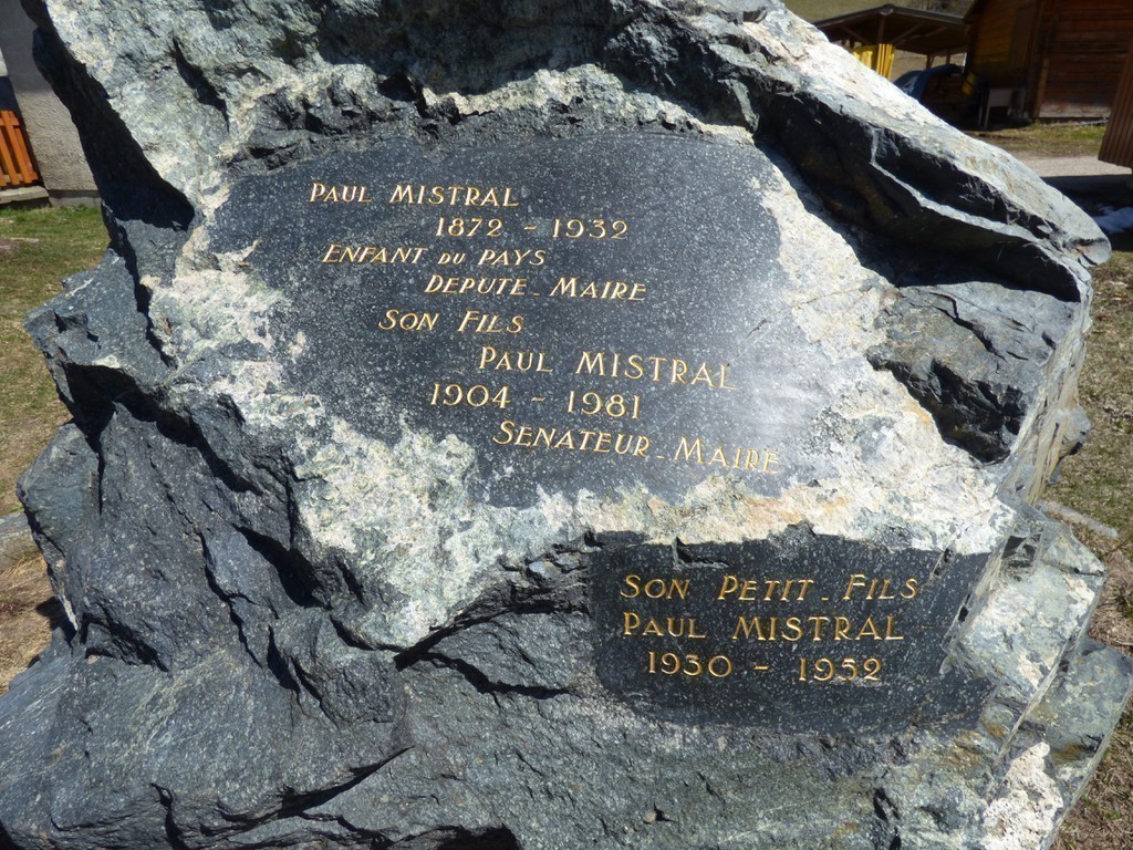 Mr. Mistral Memorial stone in Alpe du Grand-Serre